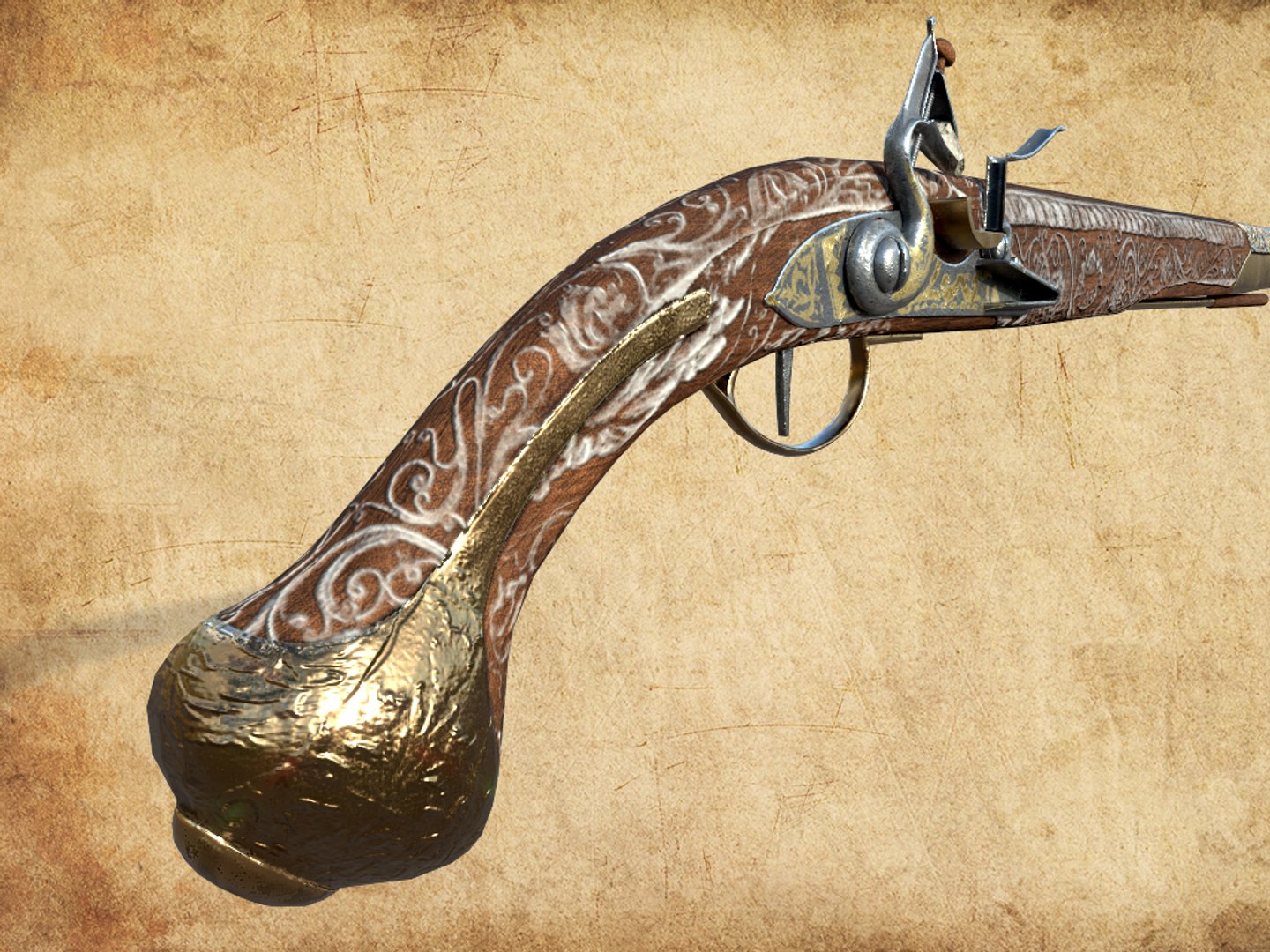 3D Model Flintlock Rifle - TurboSquid 1596843