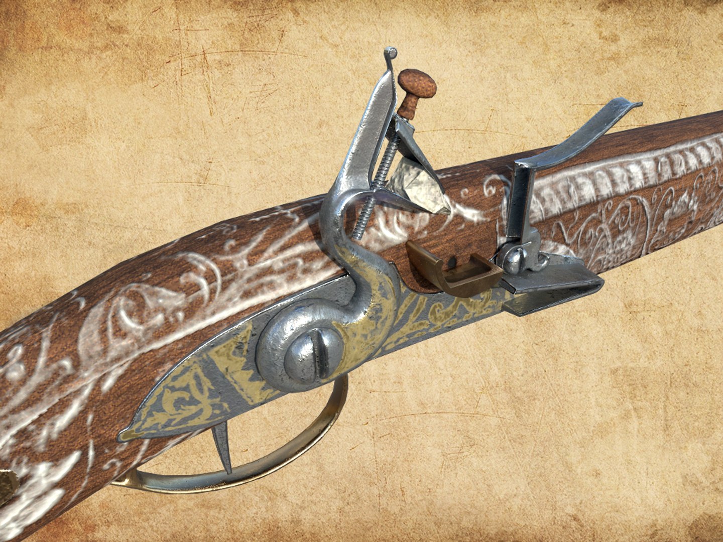 3D Model Flintlock Rifle - TurboSquid 1596843