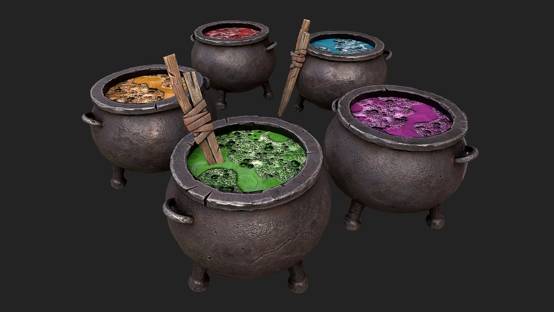 Cauldron Set 3D - TurboSquid 1836721