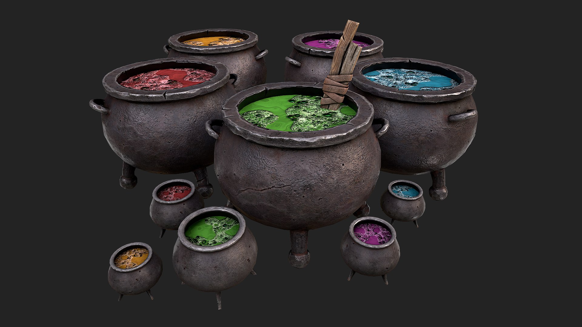 Cauldron Set 3D - TurboSquid 1836721