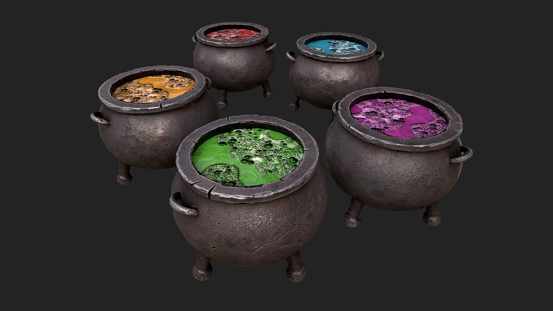 Cauldron Set 3D - TurboSquid 1836721