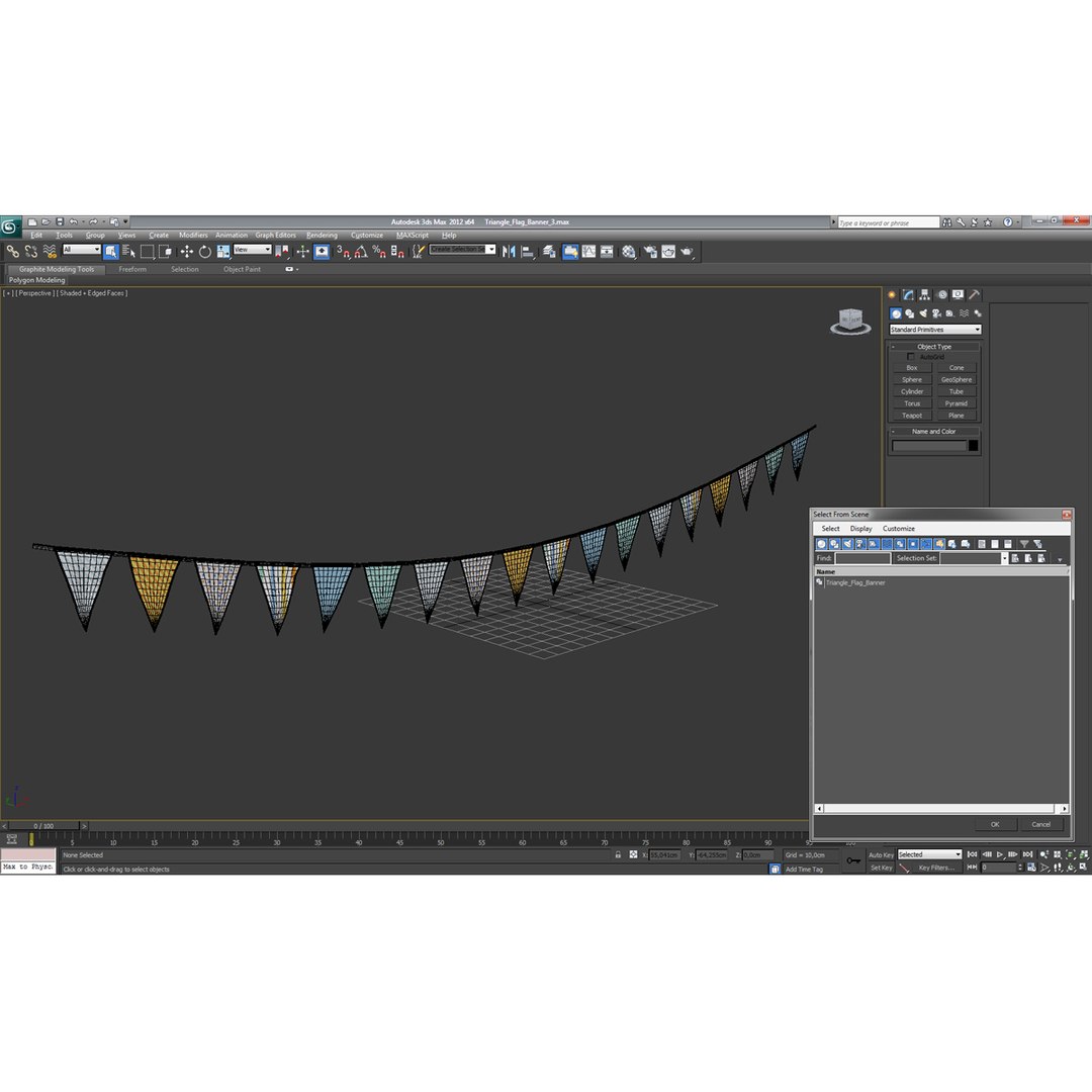 3d 3ds triangle flag banner 3