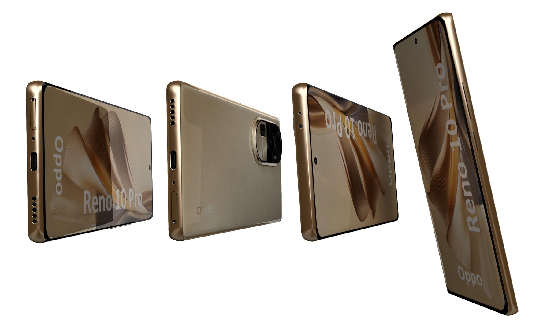 3D OPPO Reno 10 Pro Gold Model - TurboSquid 2085499