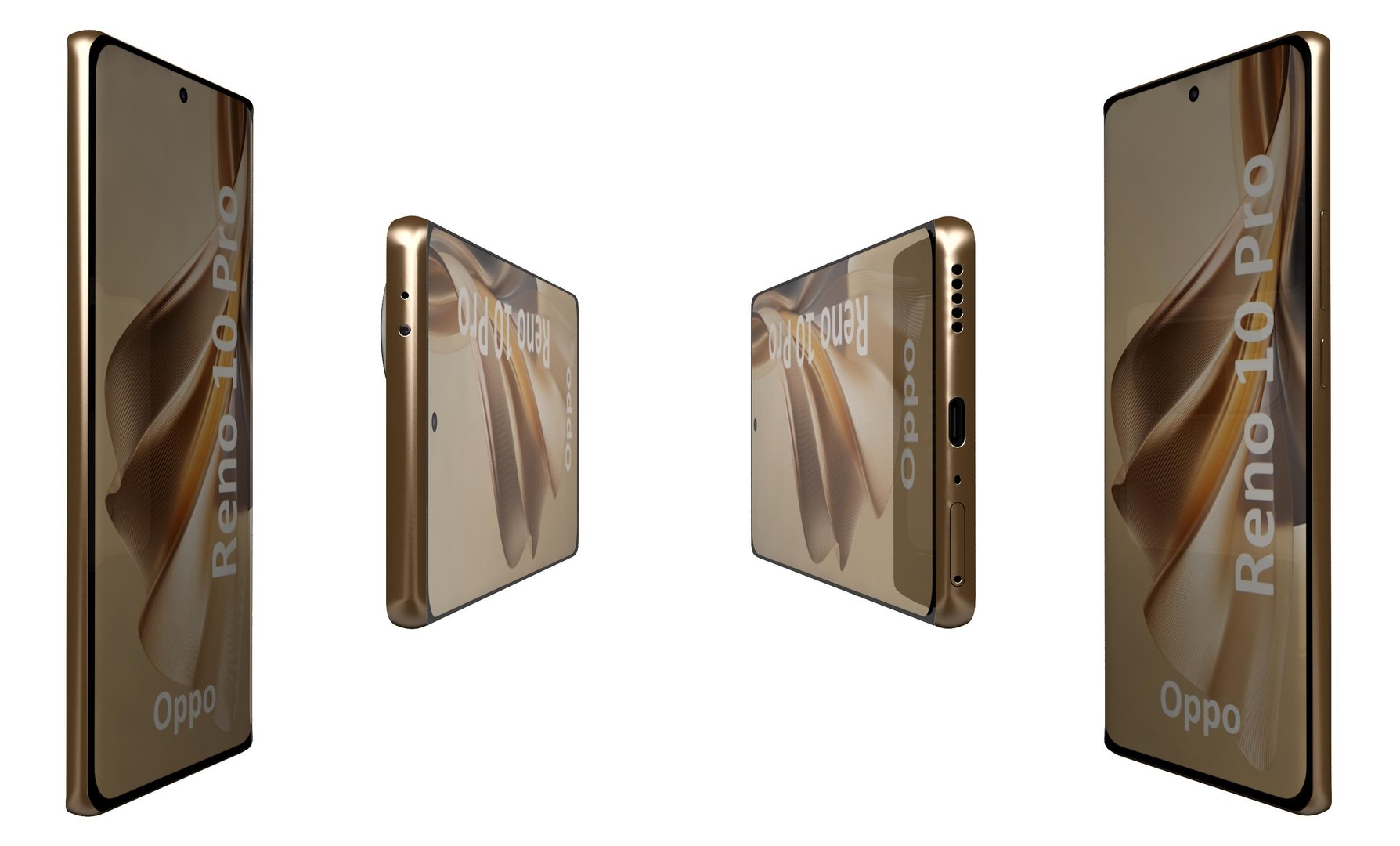 3D OPPO Reno 10 Pro Gold Model - TurboSquid 2085499