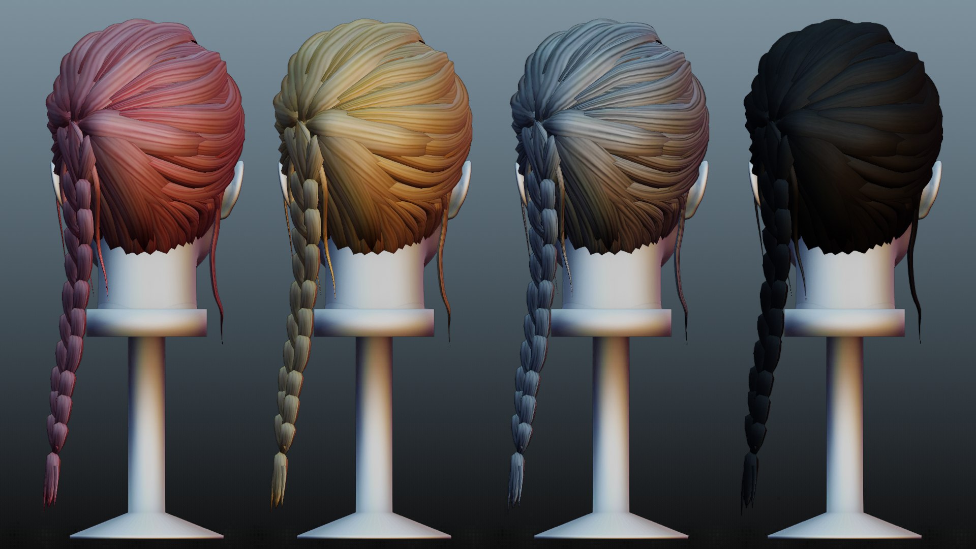 3D Female Hair Low Poly 4 Colors - TurboSquid 2141304