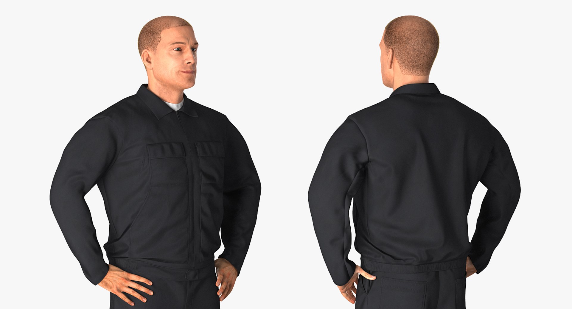Max Worker Black Uniform Standing