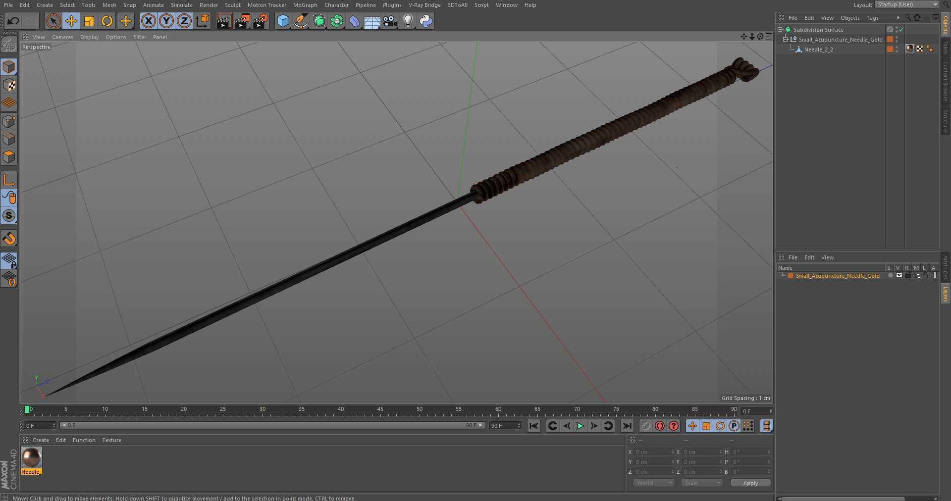 Small Acupuncture Needle Gold 3D Model - TurboSquid 2219463