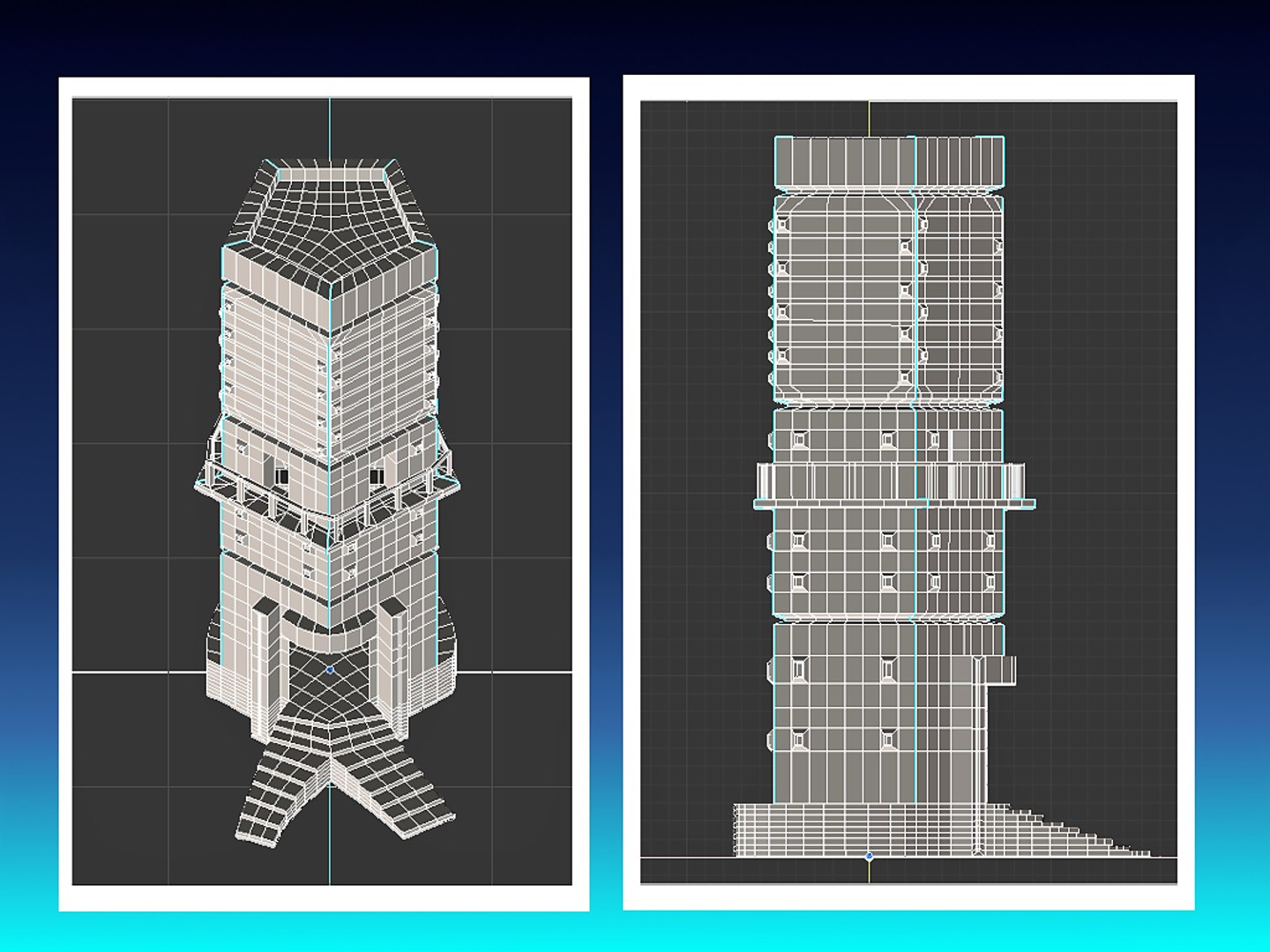 Tower pentagonal blue 3D model - TurboSquid 1313213