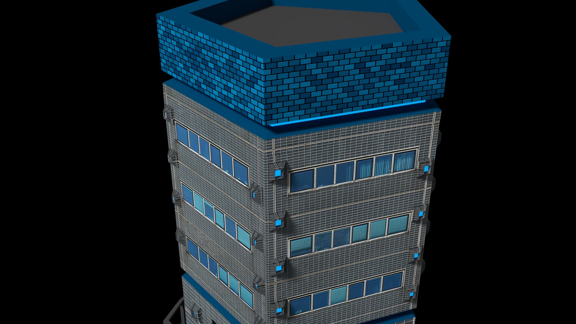 Tower pentagonal blue 3D model - TurboSquid 1313213