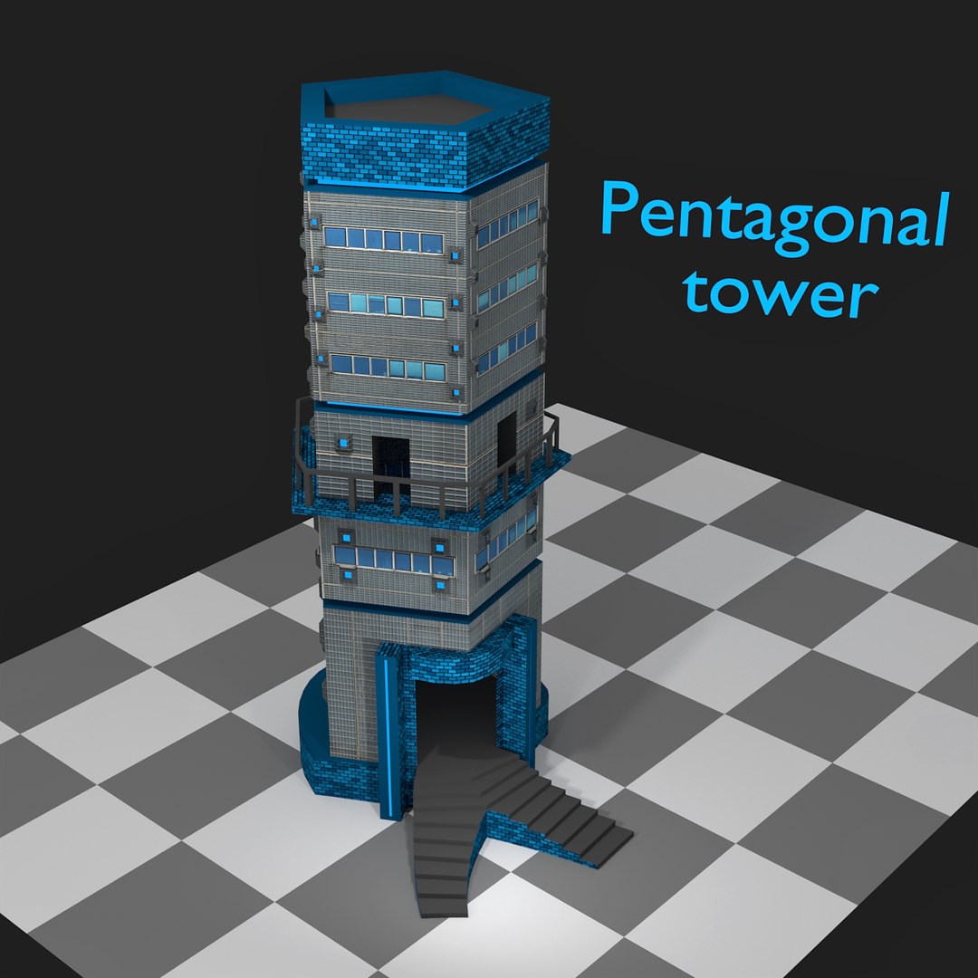 Tower pentagonal blue 3D model - TurboSquid 1313213