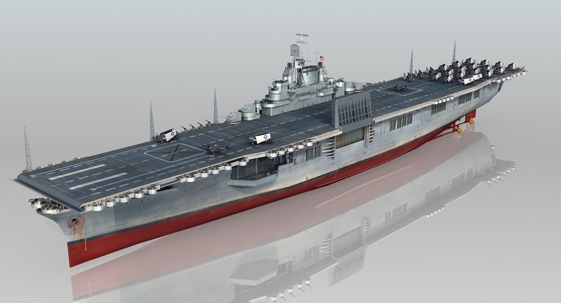 3D model uss intrepid cv-11 1943 - TurboSquid 1412375