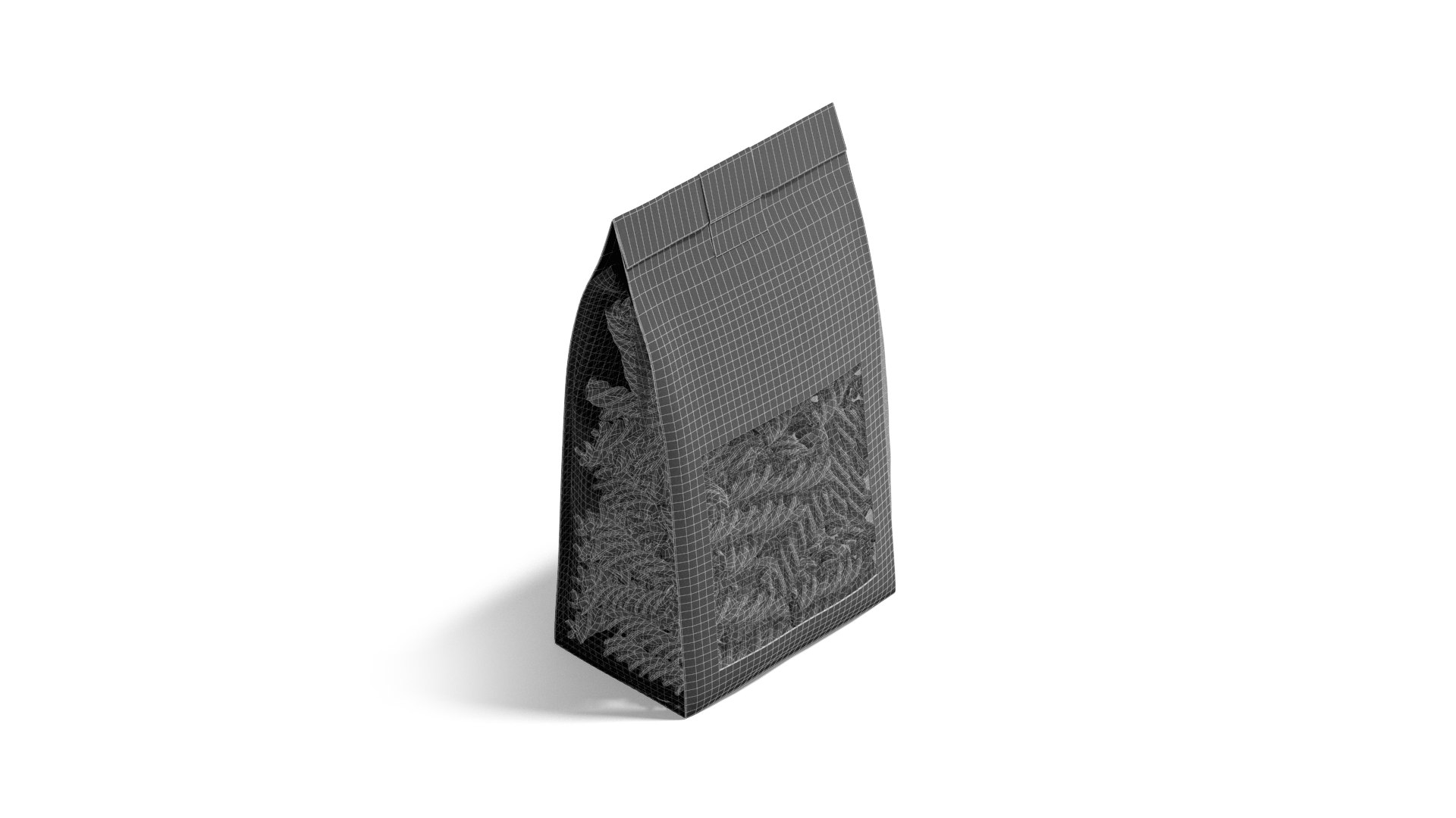3D Black Paper Fusilli Pasta Package - Transparent Spiral Noodles ...