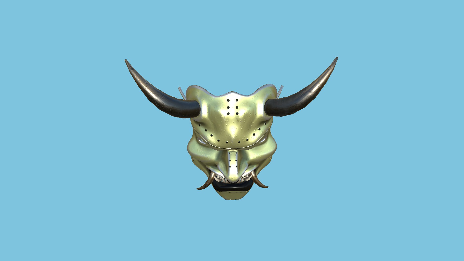 3D Oni Mask 06 Golden - Hannya Fantasy Character Design - TurboSquid ...