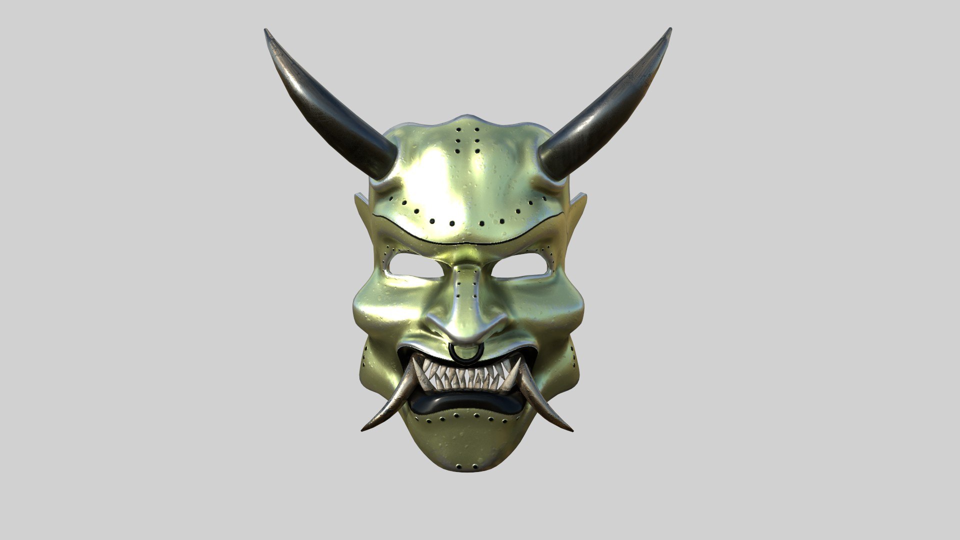3D Oni Mask 06 Golden - Hannya Fantasy Character Design - TurboSquid ...