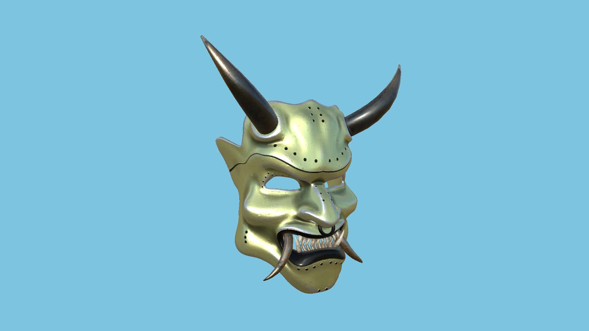 3D Oni Mask 06 Golden - Hannya Fantasy Character Design - TurboSquid ...