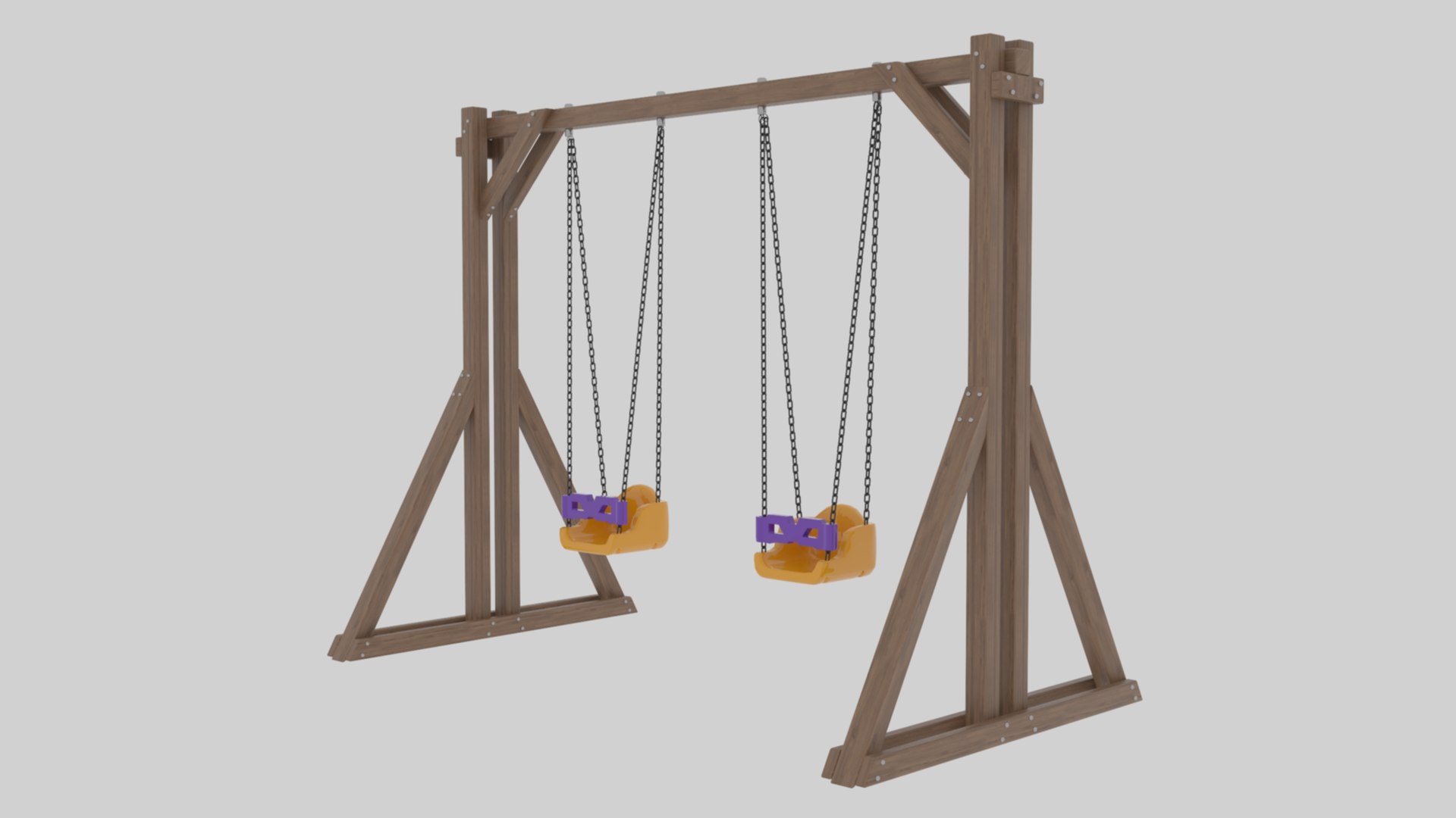 Playground Wooden Double Swing - 01 3D - TurboSquid 2017359