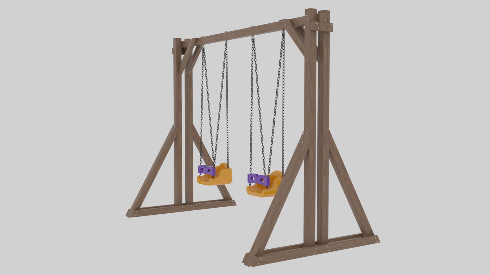 Playground Wooden Double Swing - 01 3D - TurboSquid 2017359