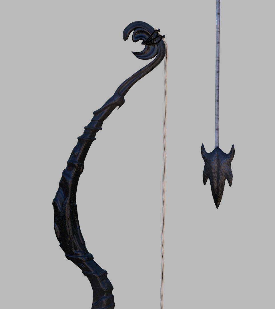 3d fantasy bow arrow