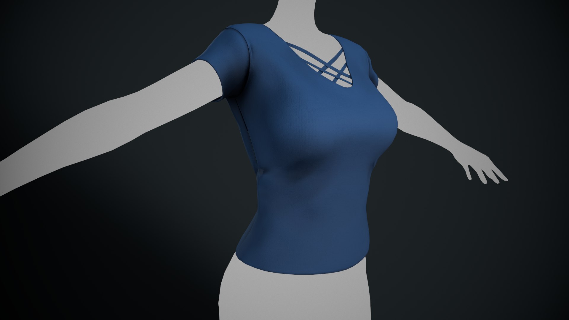Female Blue T-Shirt Style 1 3D Model - TurboSquid 1923429