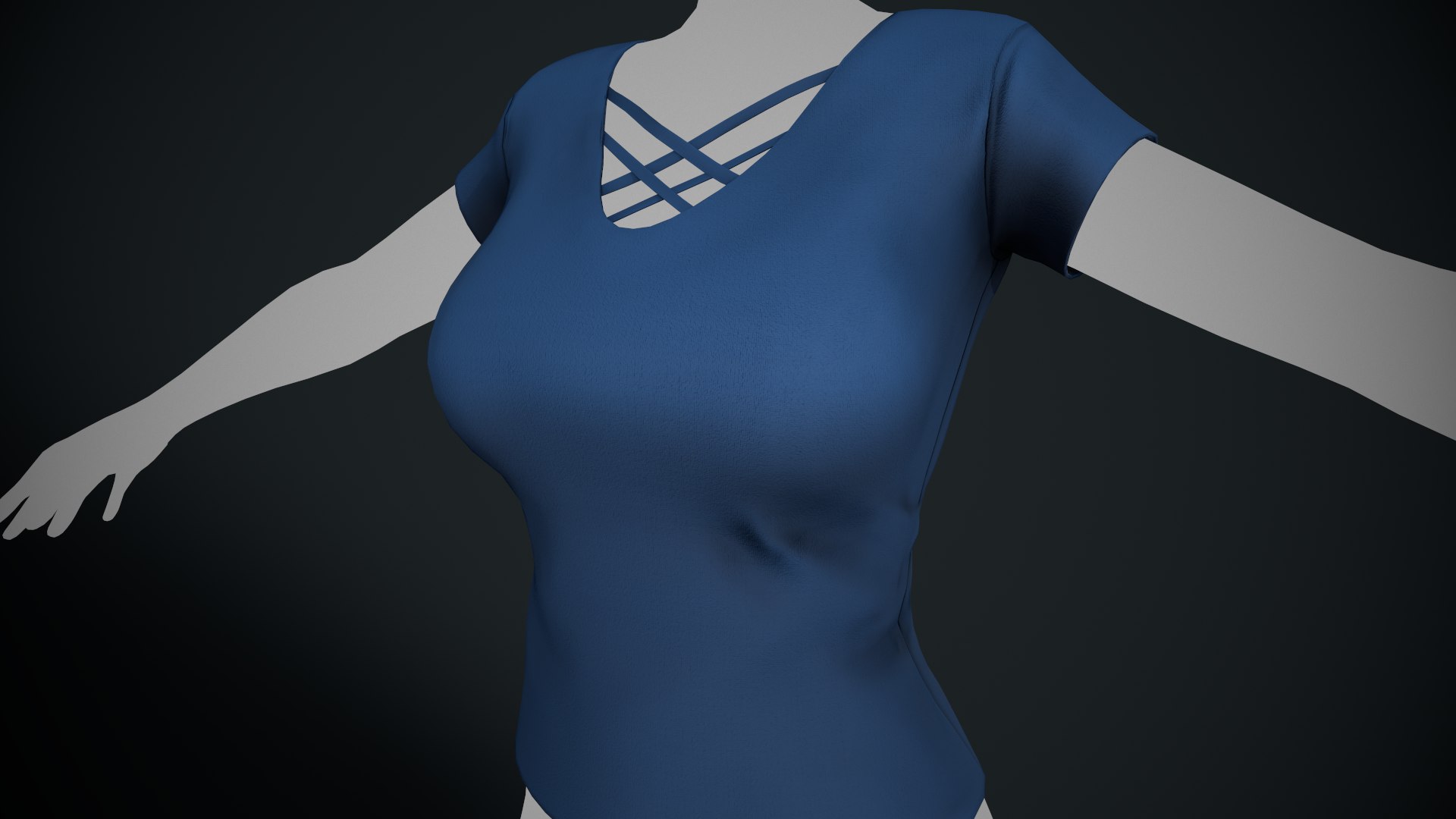 Female Blue T-Shirt Style 1 3D Model - TurboSquid 1923429