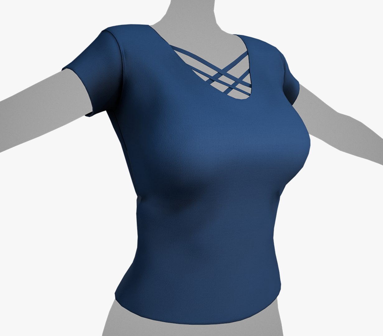 Female Blue T-Shirt Style 1 3D Model - TurboSquid 1923429