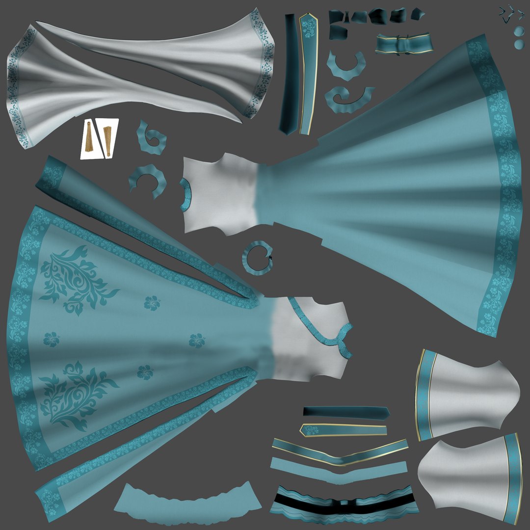 Asian Traditional Fancy Dress With Front Bow 3D - TurboSquid 2074385