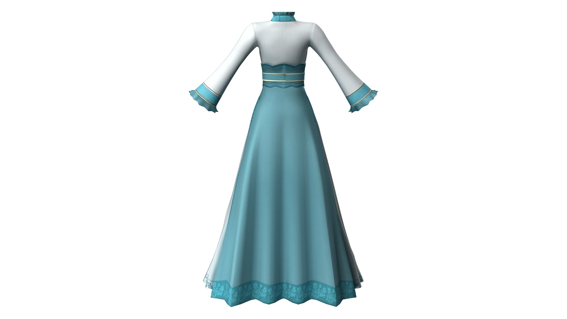 Asian Traditional Fancy Dress With Front Bow 3D - TurboSquid 2074385
