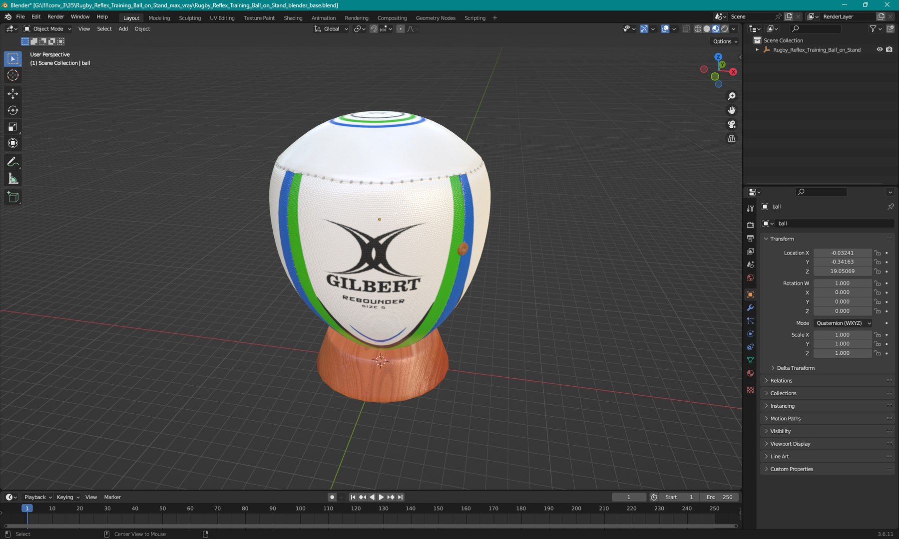 3D Rugby Reflex Training Ball On Stand Model - TurboSquid 2299639