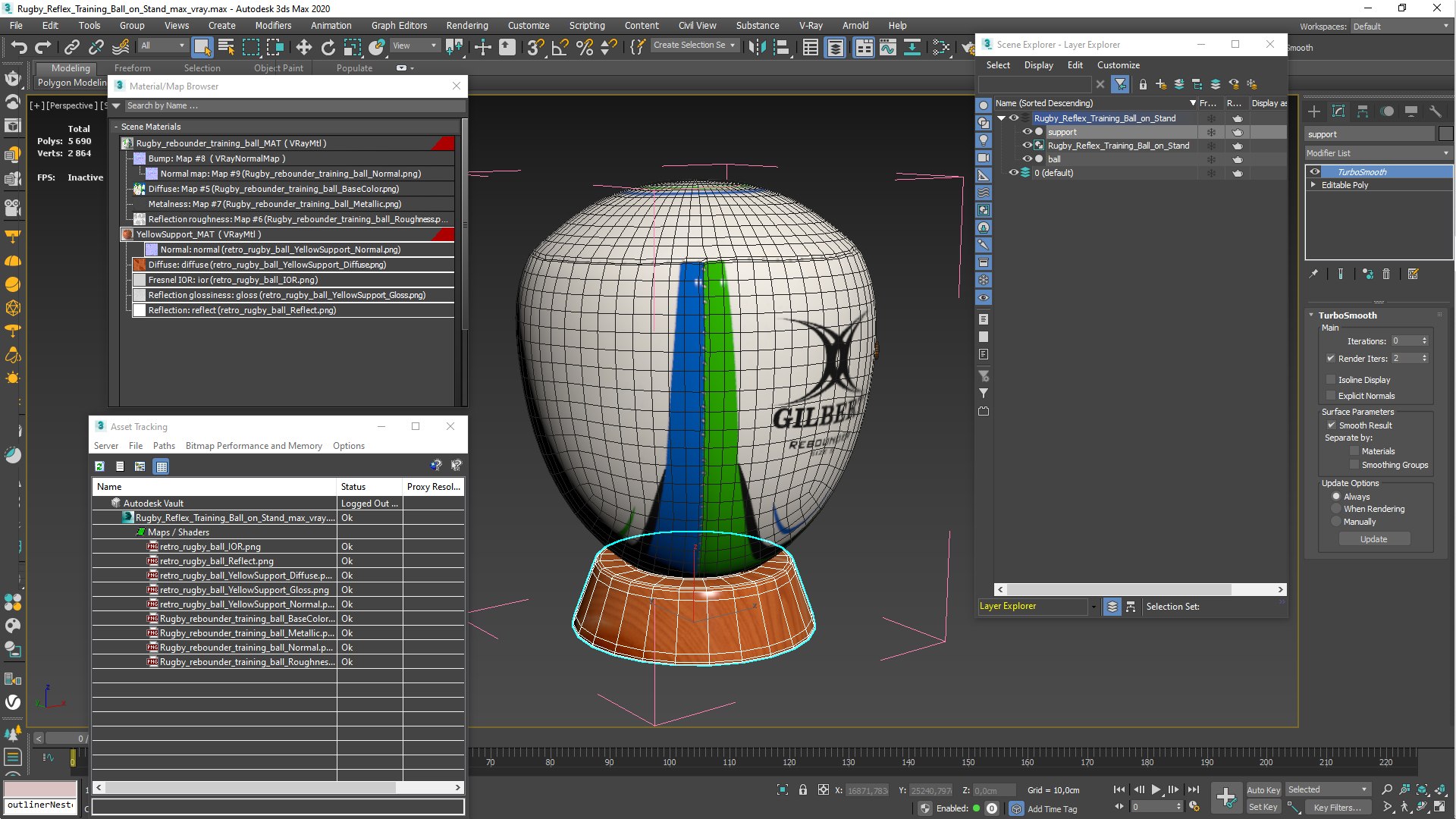 3D Rugby Reflex Training Ball On Stand Model - TurboSquid 2299639