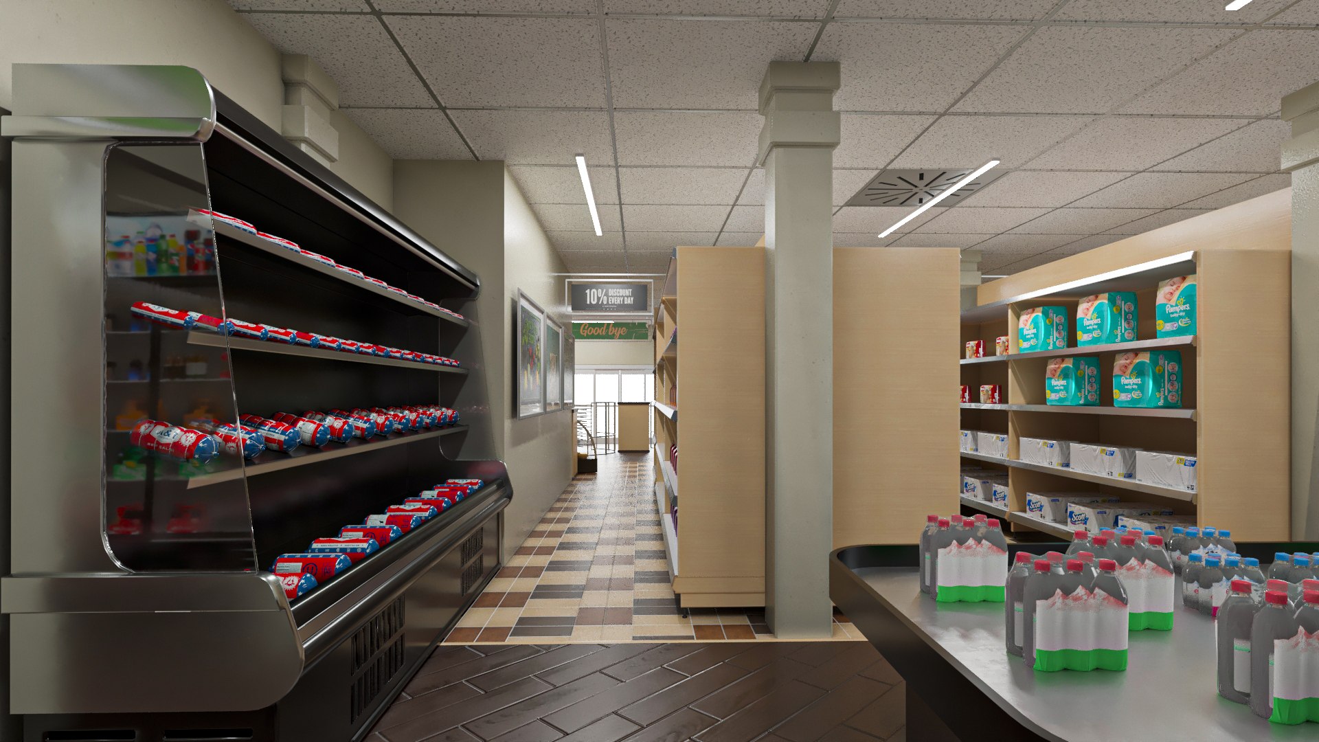 3D Grocery Store With Range Of Products Model - TurboSquid 2385520