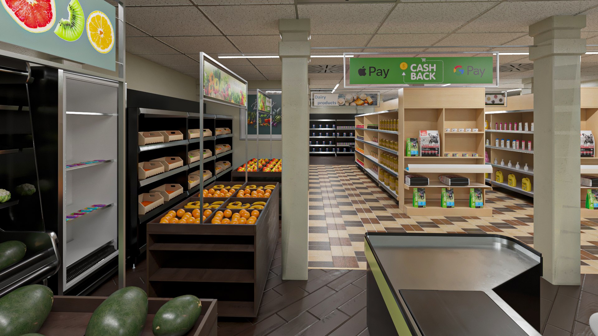 3D Grocery Store With Range Of Products Model - TurboSquid 2385520
