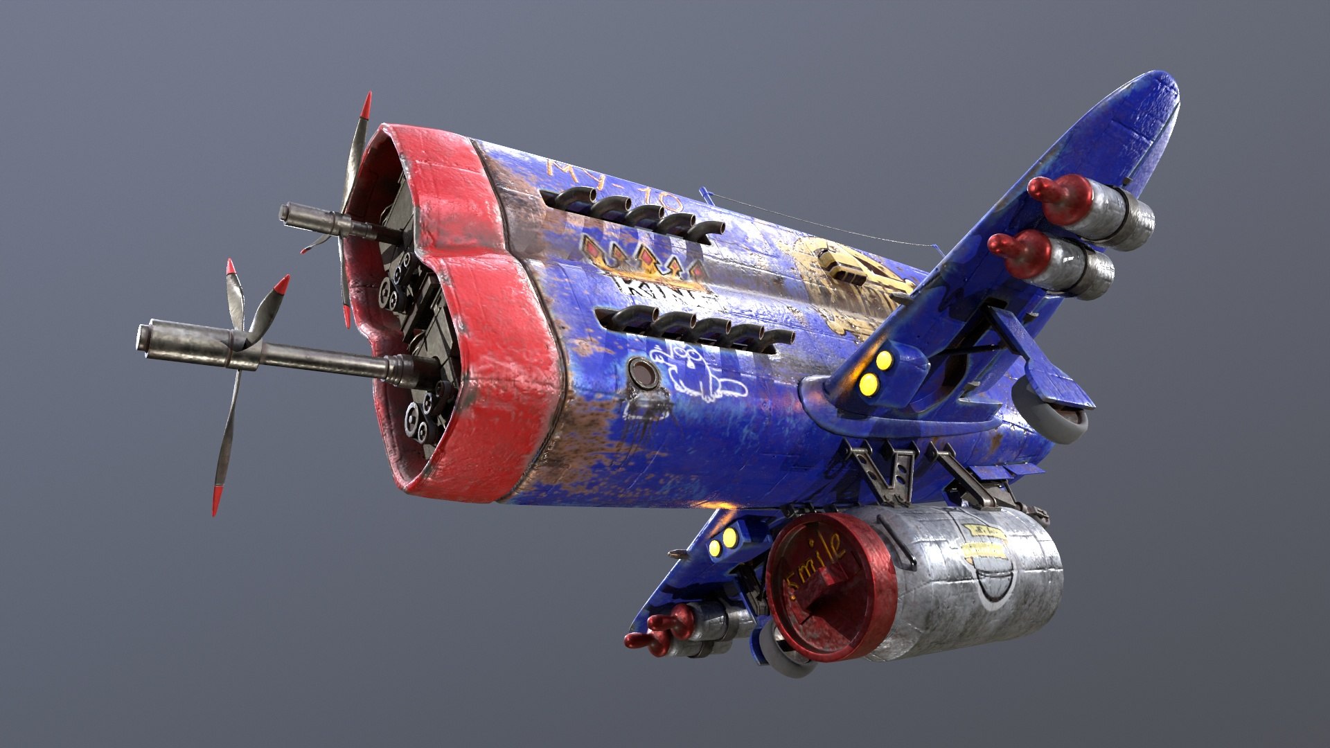 3D model Stylized realistic dark blue airplane - TurboSquid 2110175
