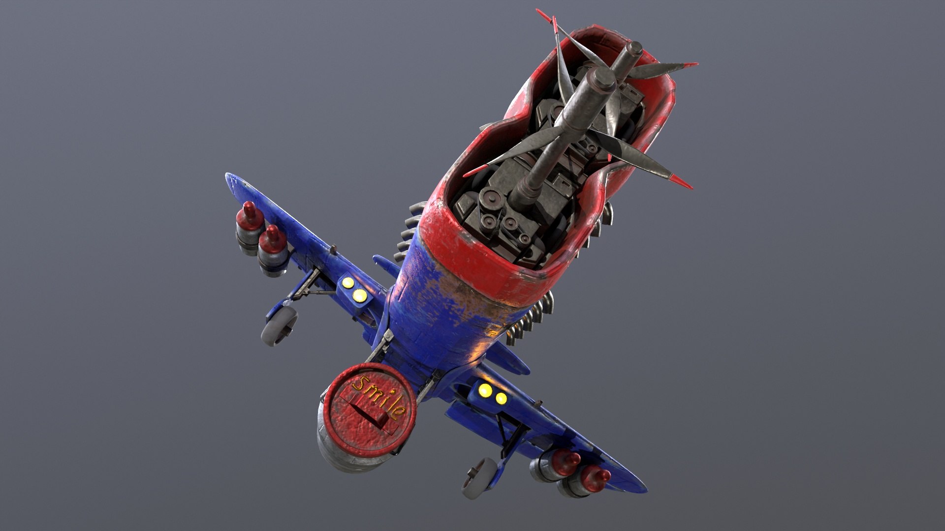 3D Model Stylized Realistic Dark Blue Airplane - TurboSquid 2110175