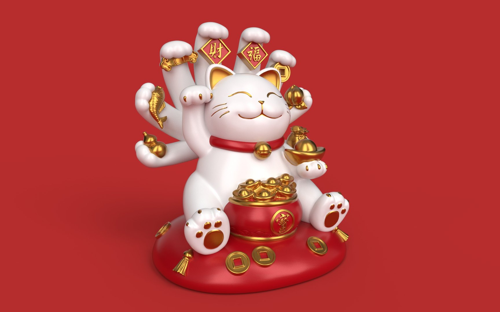 3D Thousand Hands Fortune Cat model - TurboSquid 2034744