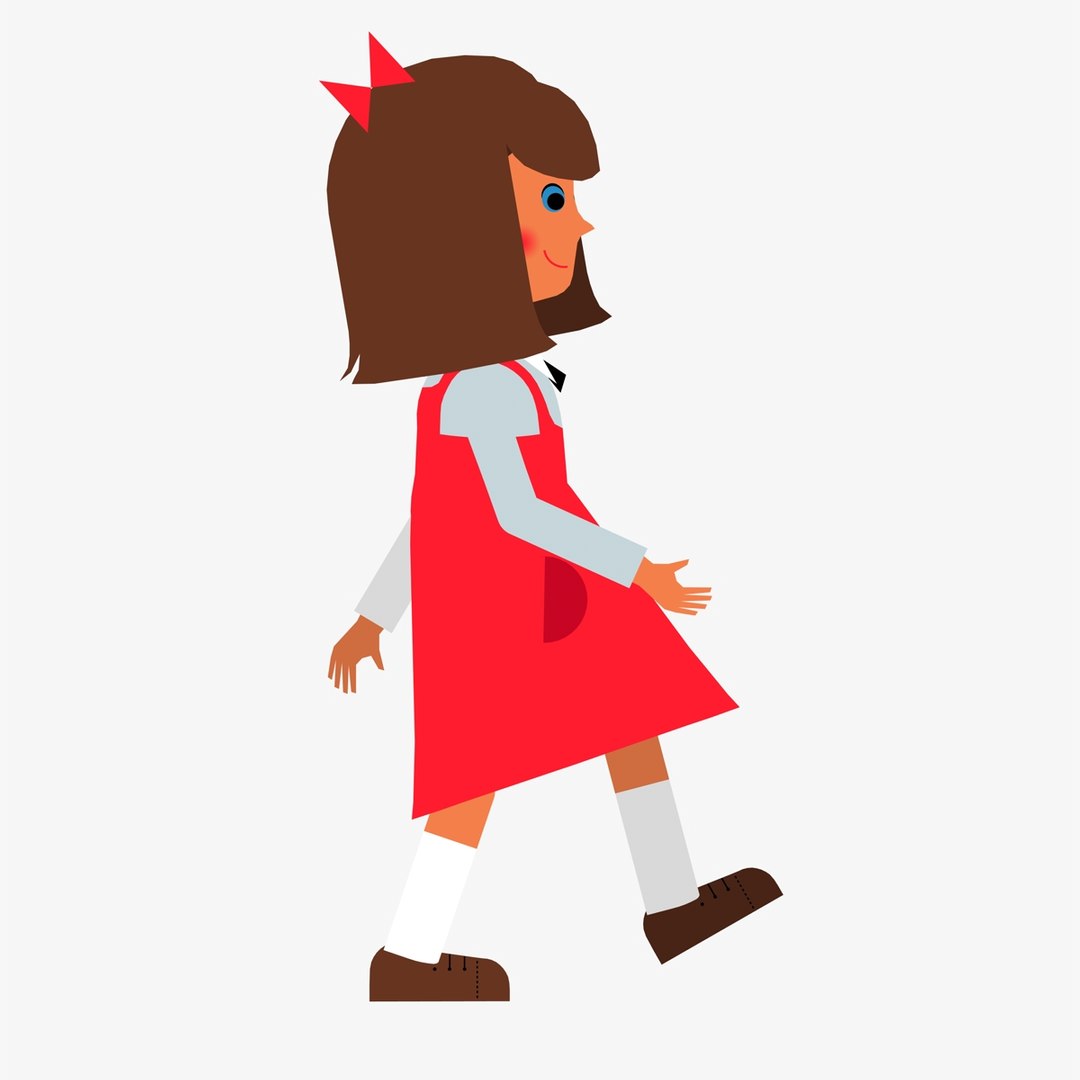 3d 2d Girl Character Model