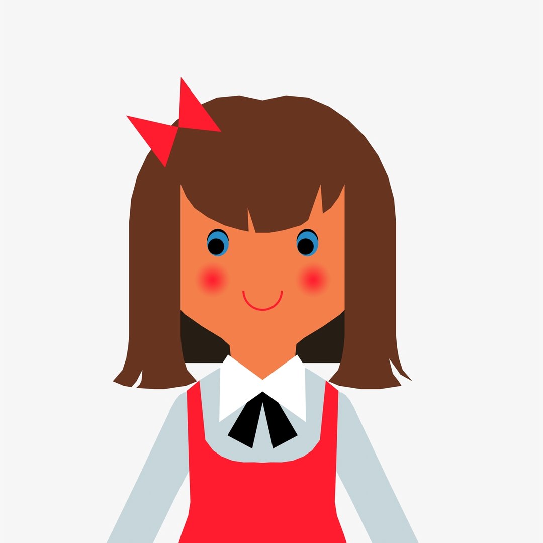 3d 2d Girl Character Model