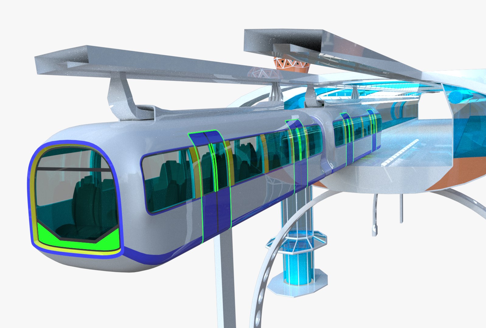 3D Monorail Train Station - TurboSquid 1311659