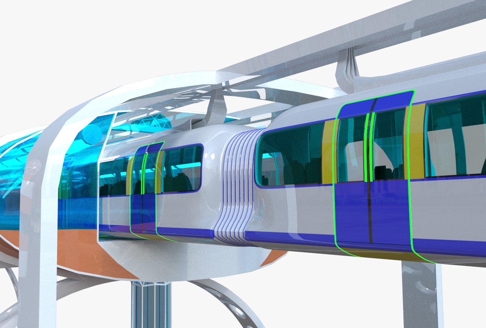 3D Monorail Train Station - TurboSquid 1311659