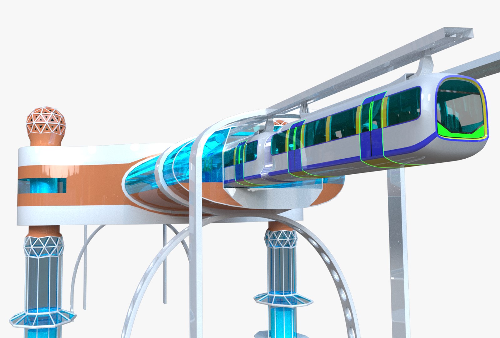 3D Monorail Train Station - TurboSquid 1311659