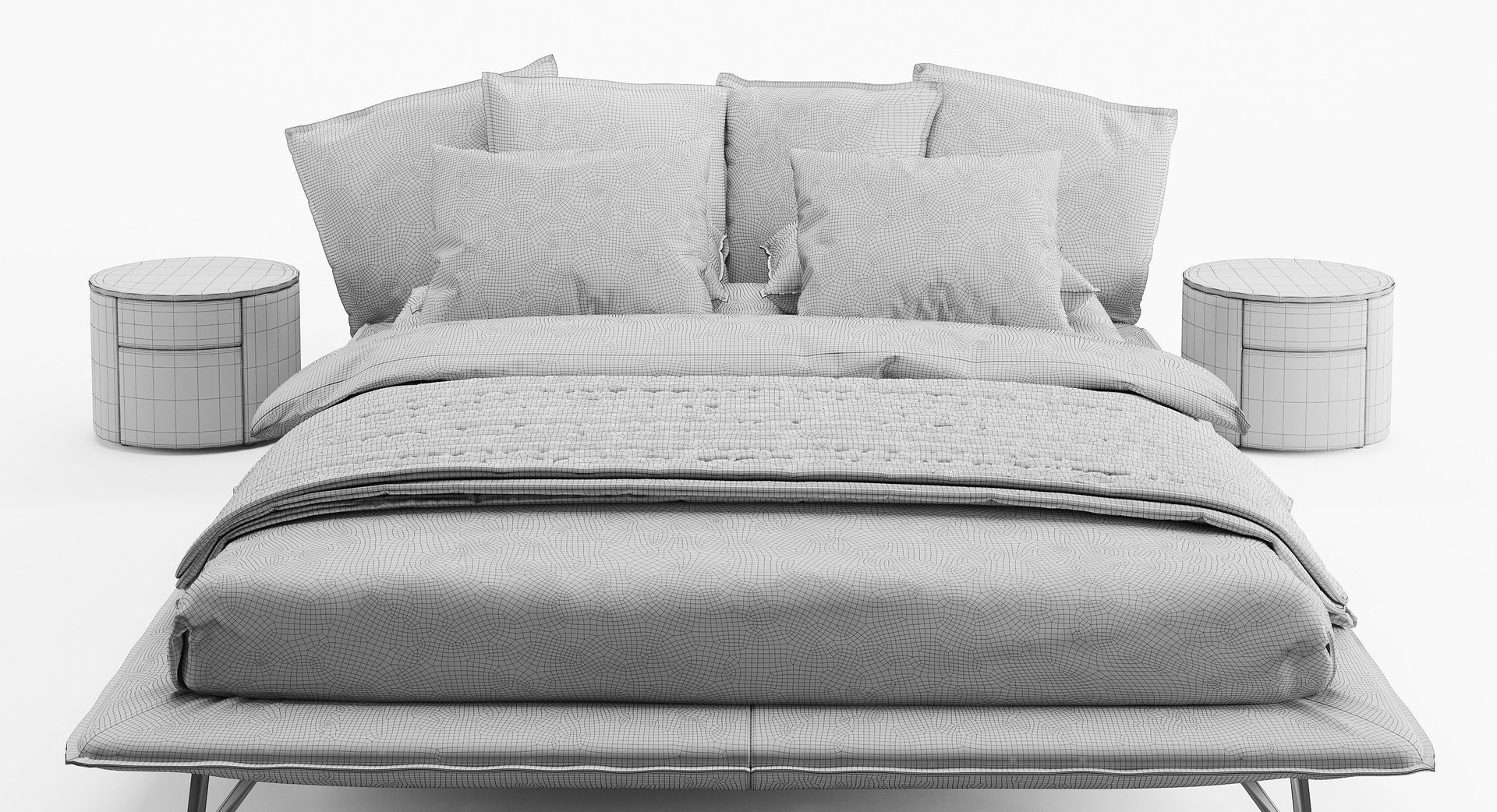 Cierre Imbottiti Don Bed and Moon Bedside Table model - TurboSquid 1771985