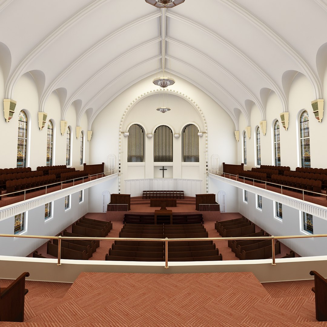 3d Baptist Church Interior Exterior Model