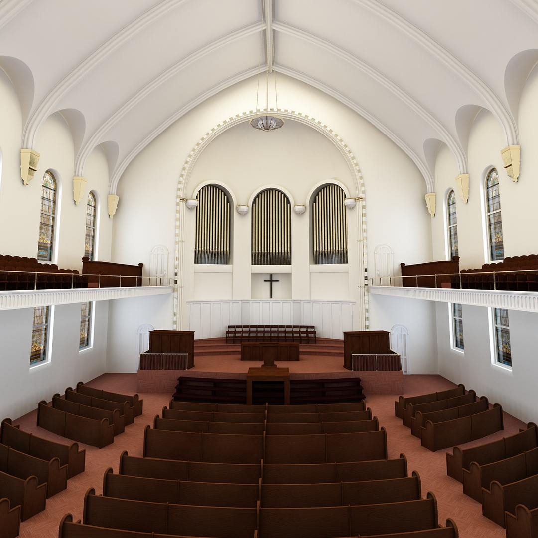 3d Baptist Church Interior Exterior Model