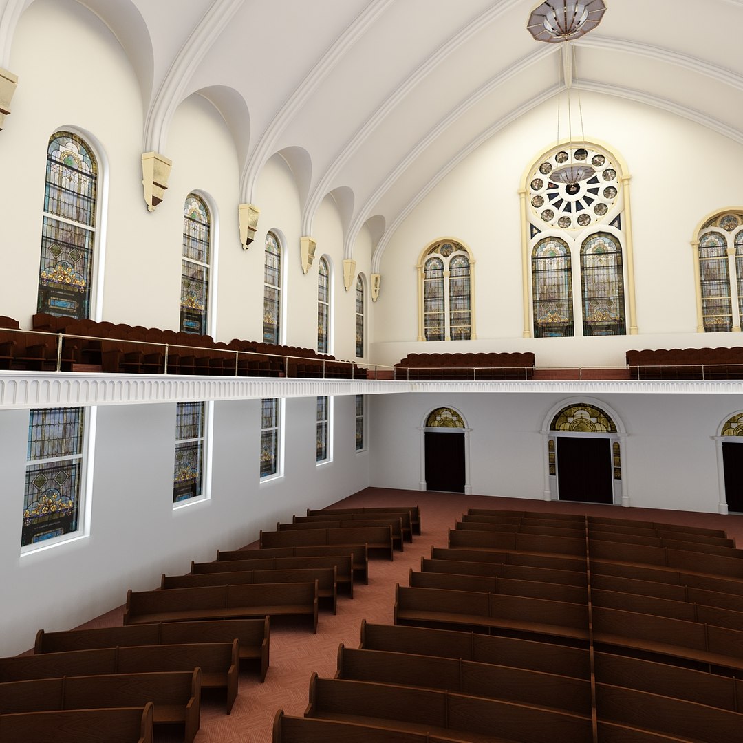 3d Baptist Church Interior Exterior Model