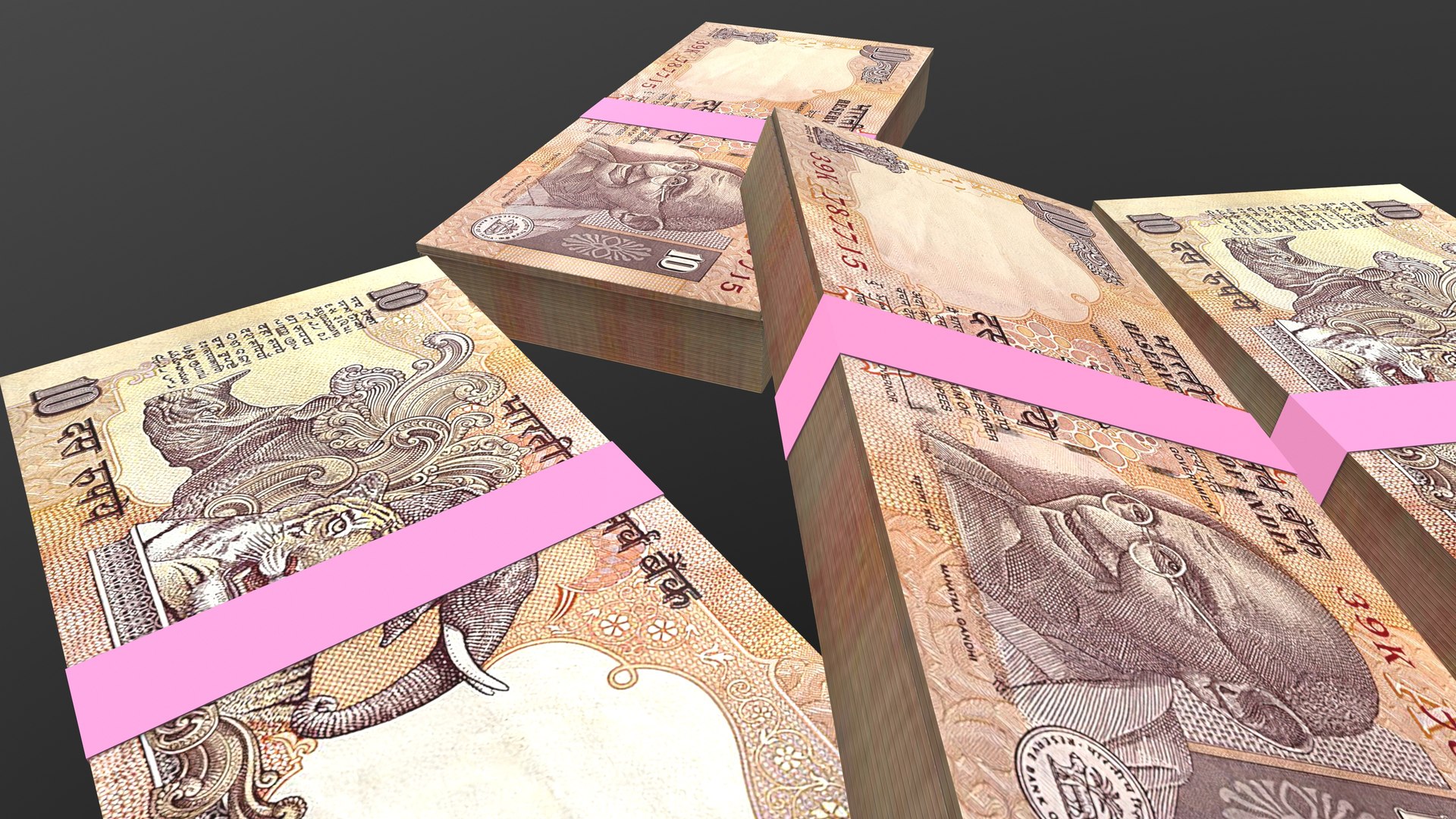 3D Indian 10 Note Currency Bundle AR VR PBR - TurboSquid 2007217