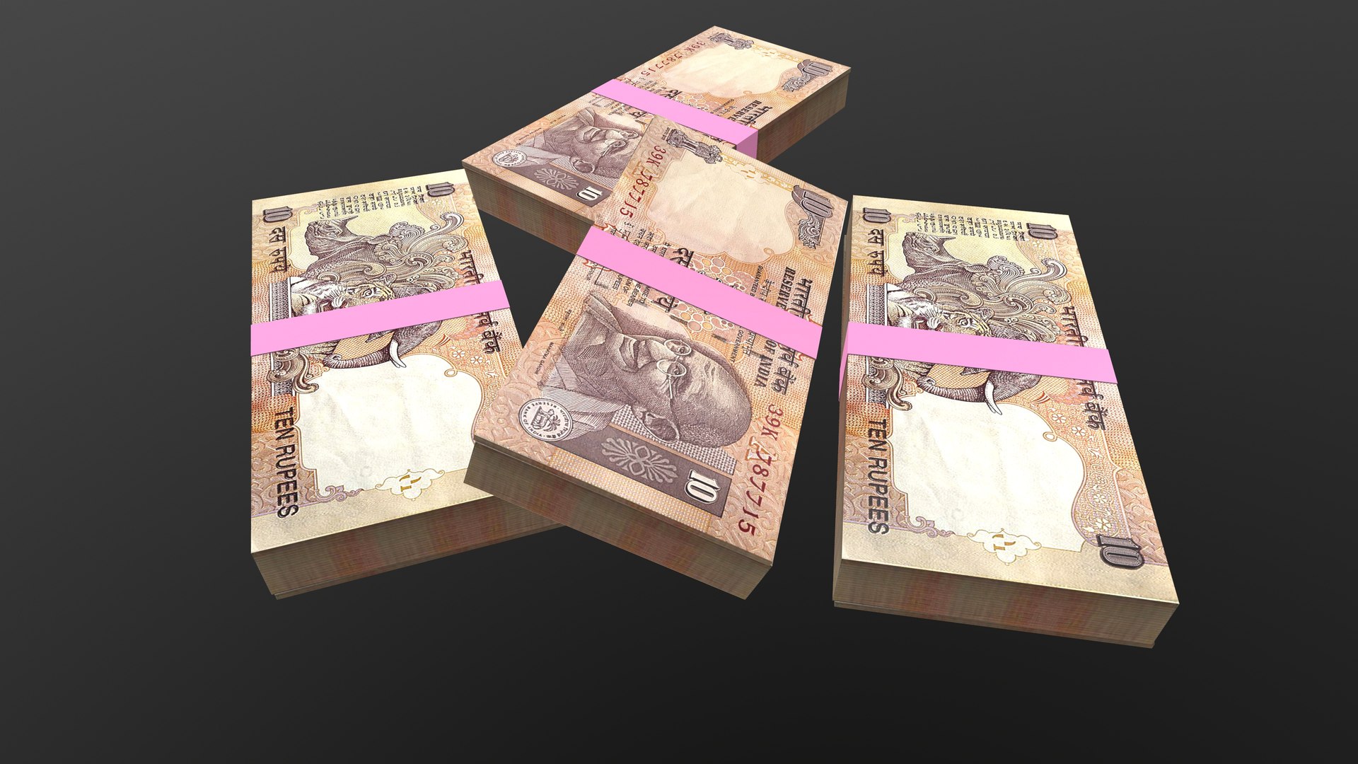 3D Indian 10 Note Currency Bundle AR VR PBR - TurboSquid 2007217