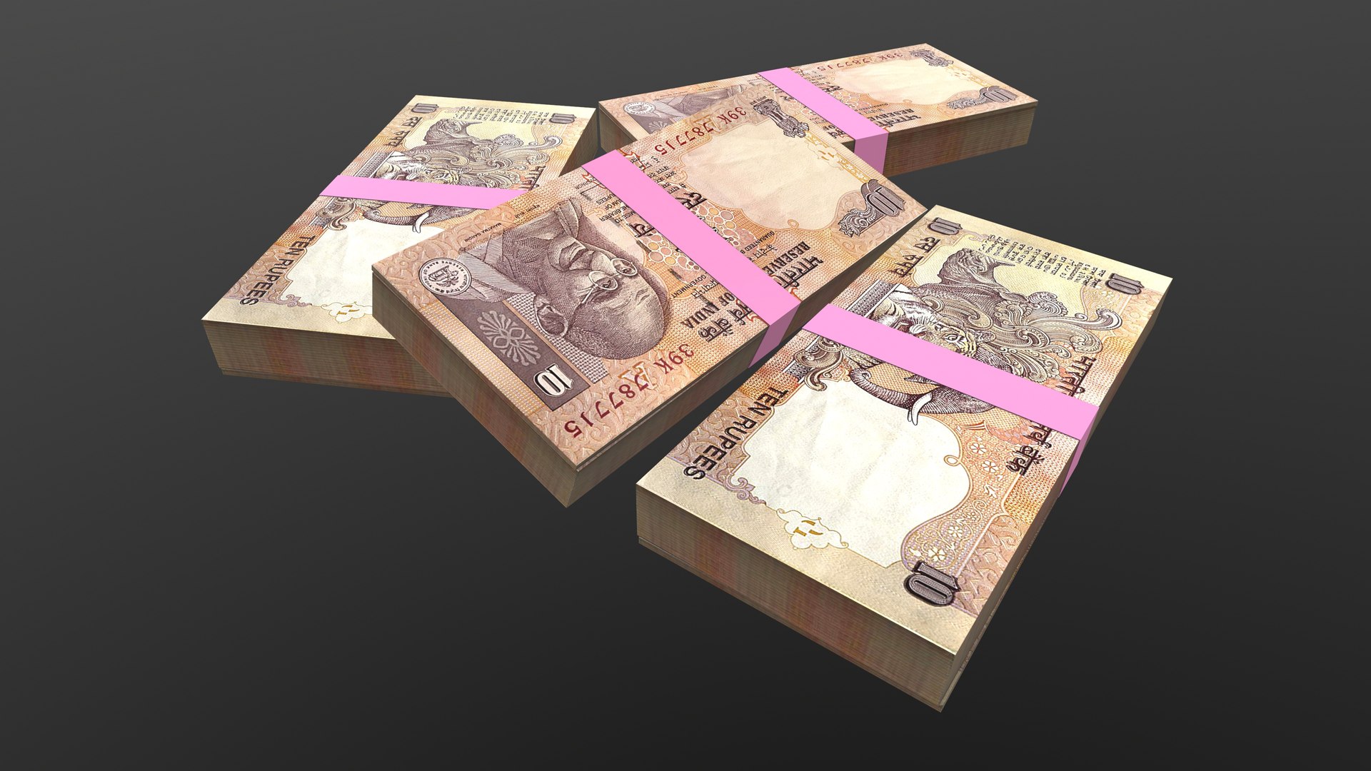 3D Indian 10 Note Currency Bundle AR VR PBR - TurboSquid 2007217