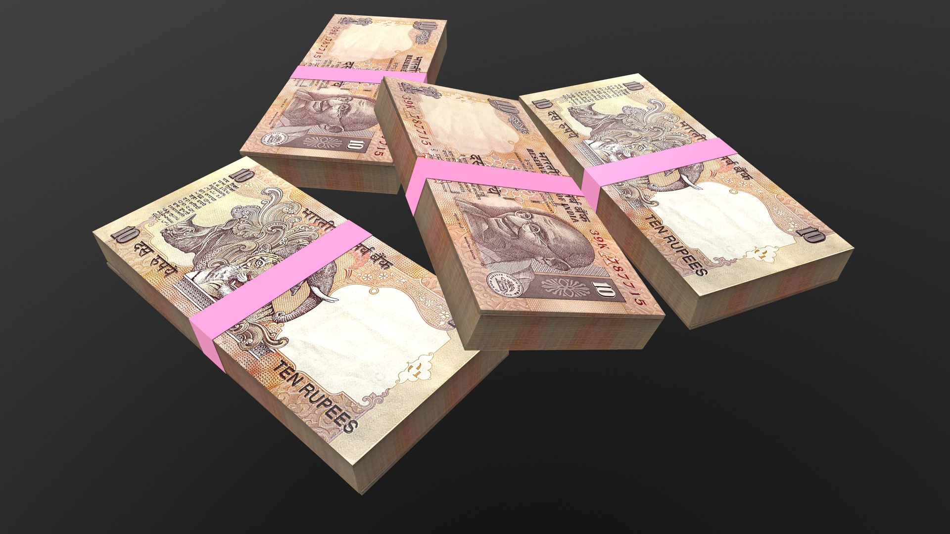 3D Indian 10 Note Currency Bundle AR VR PBR - TurboSquid 2007217