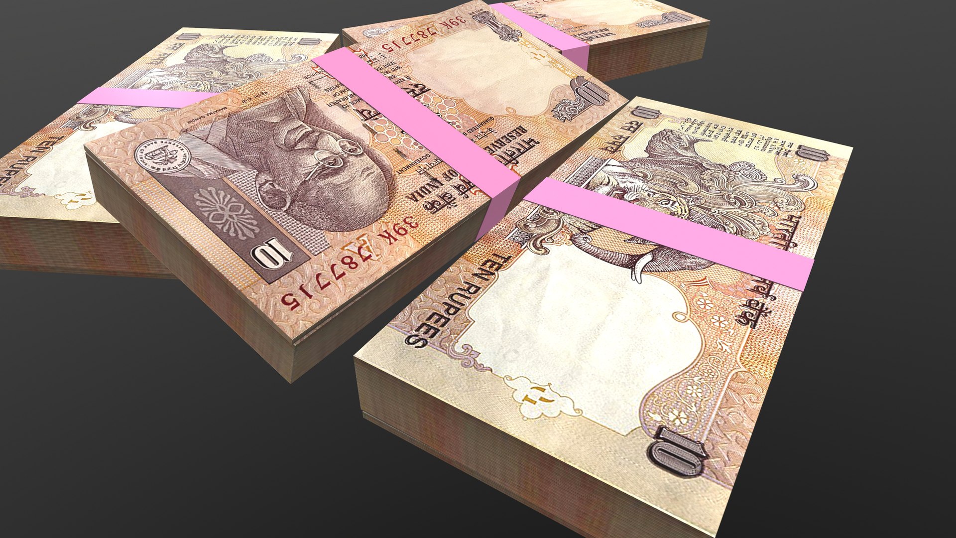 3D Indian 10 Note Currency Bundle AR VR PBR - TurboSquid 2007217