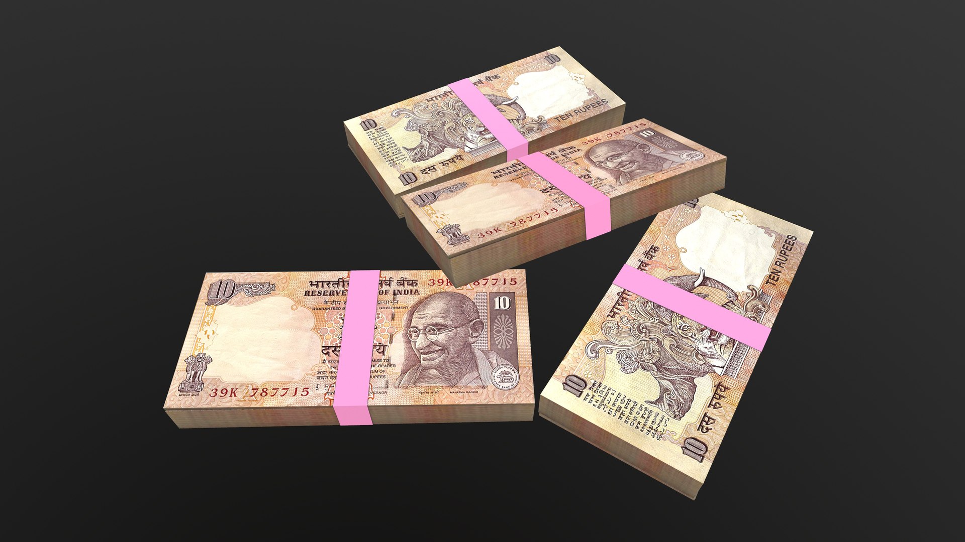 3D Indian 10 Note Currency Bundle AR VR PBR - TurboSquid 2007217