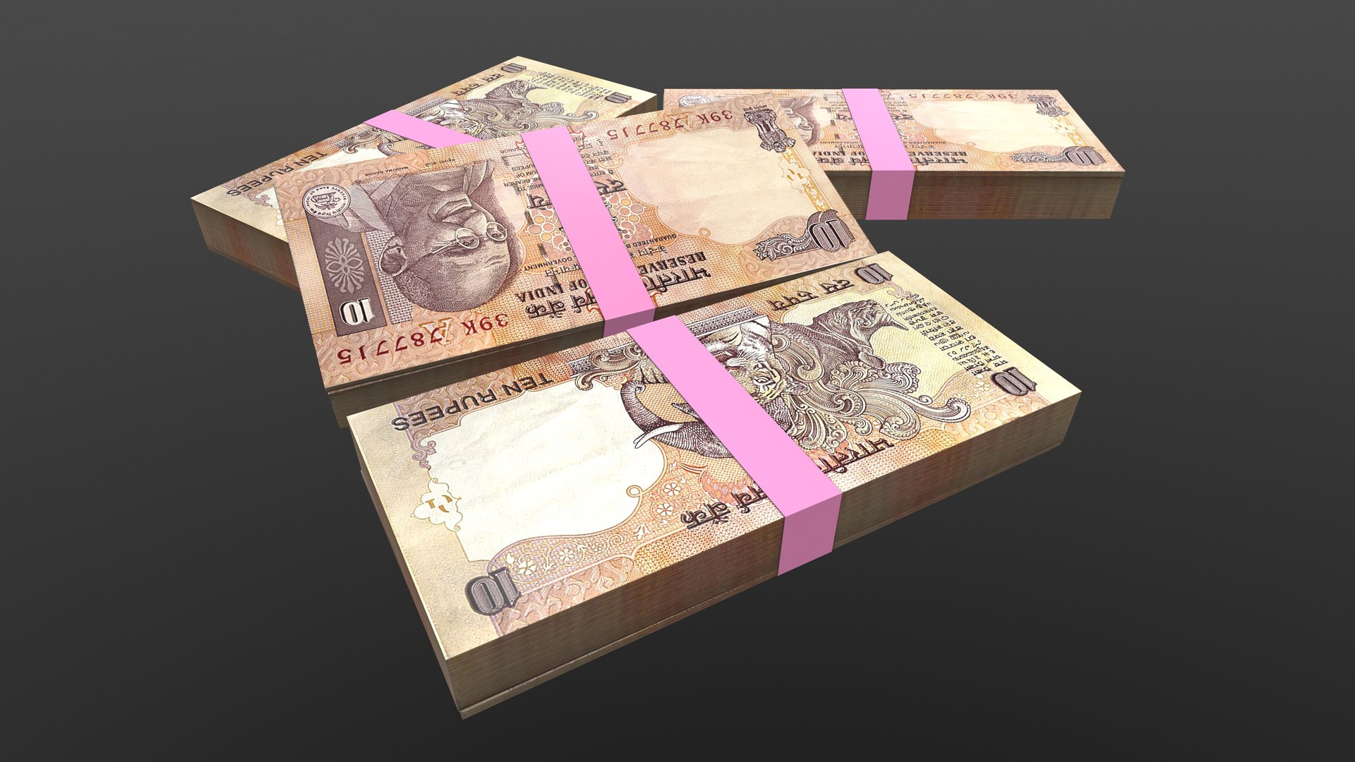 3D Indian 10 Note Currency Bundle AR VR PBR - TurboSquid 2007217